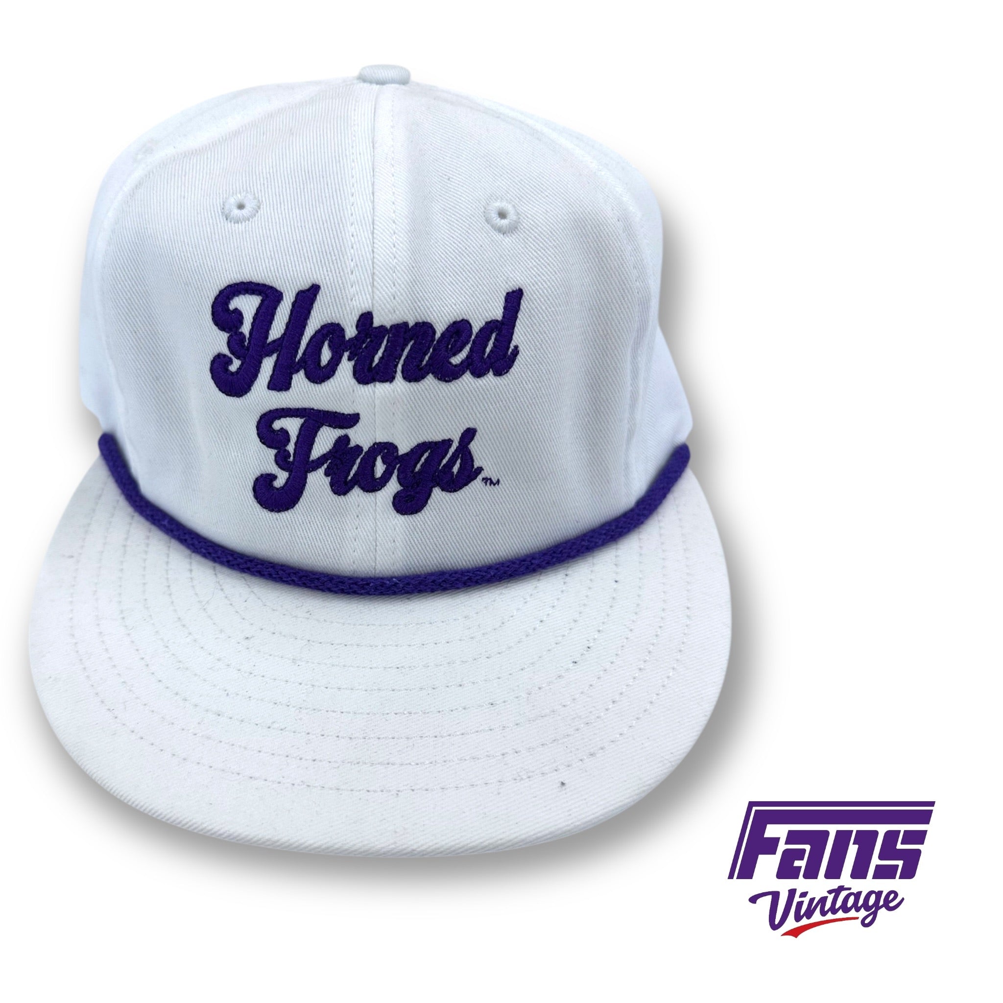 Sandlot Goods Horned Frogs Script White Hat - Rope Detail – Fans Vintage